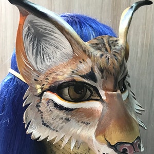 Lynx Mask, OOAK Leather Werecat Mask, Beautifully Hand Painted by ...