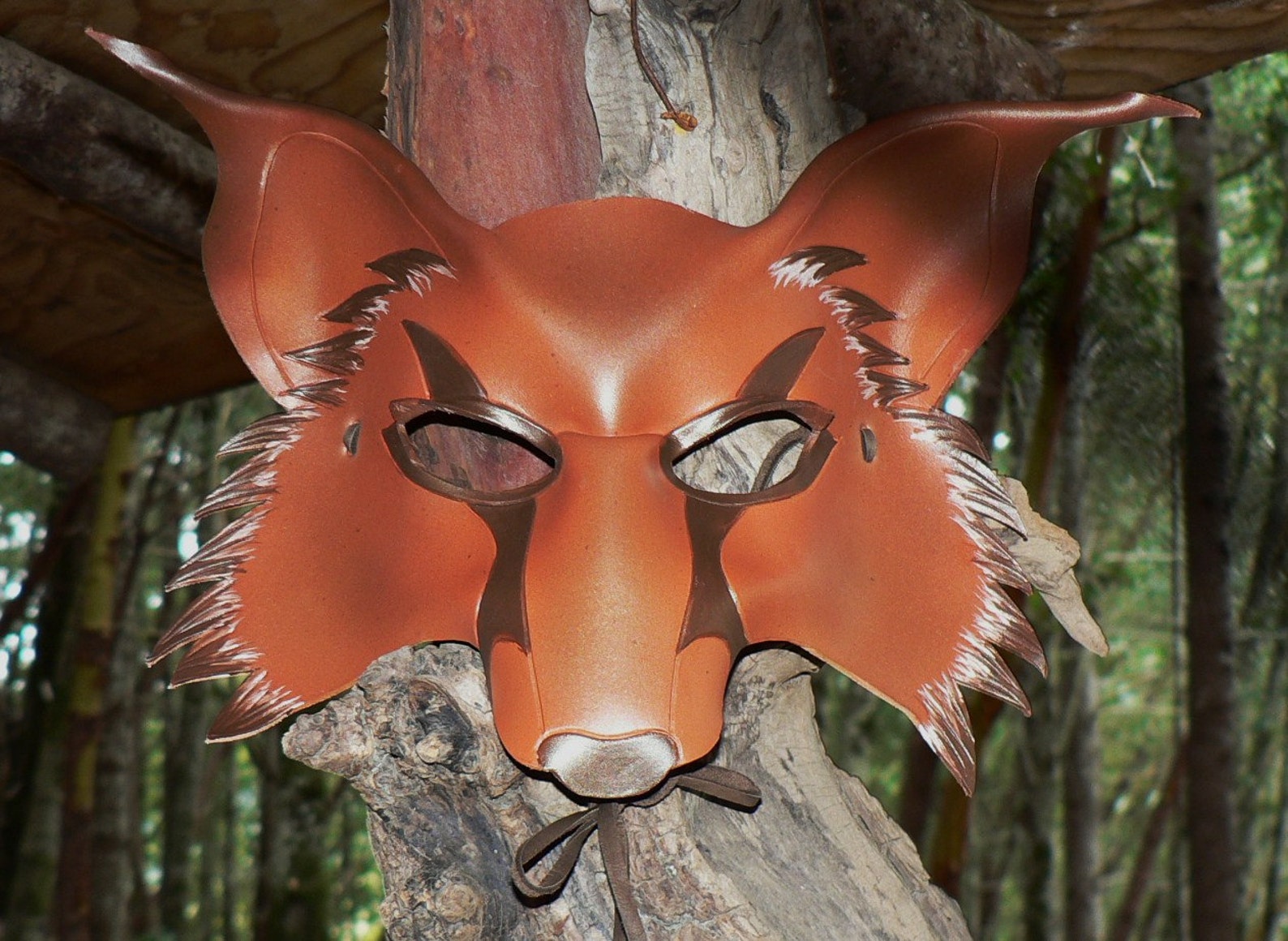 Fox Fox Mask Dark Burnt Orange Brown With Dark Brown - Etsy