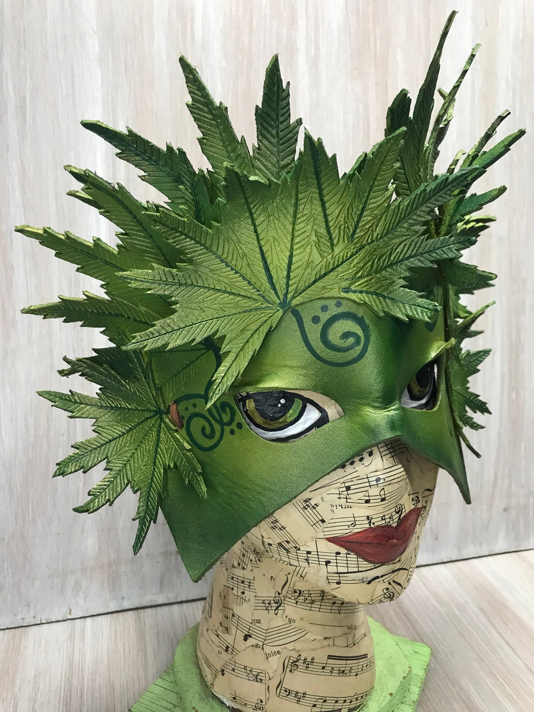Ganja Greenman Mask, Pot Leaf Mask Cannabis Leaf Leather Mask - Etsy
