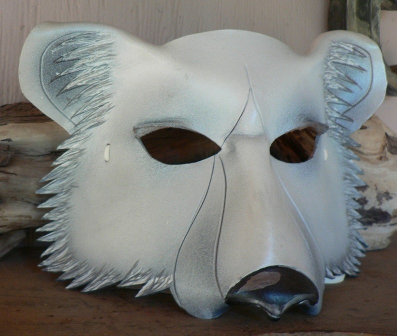 Polar Bear leather mask white bear animal mask | Etsy