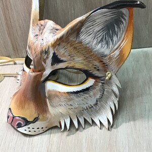 Lynx Mask, OOAK Leather Werecat Mask, Beautifully Hand Painted by ...