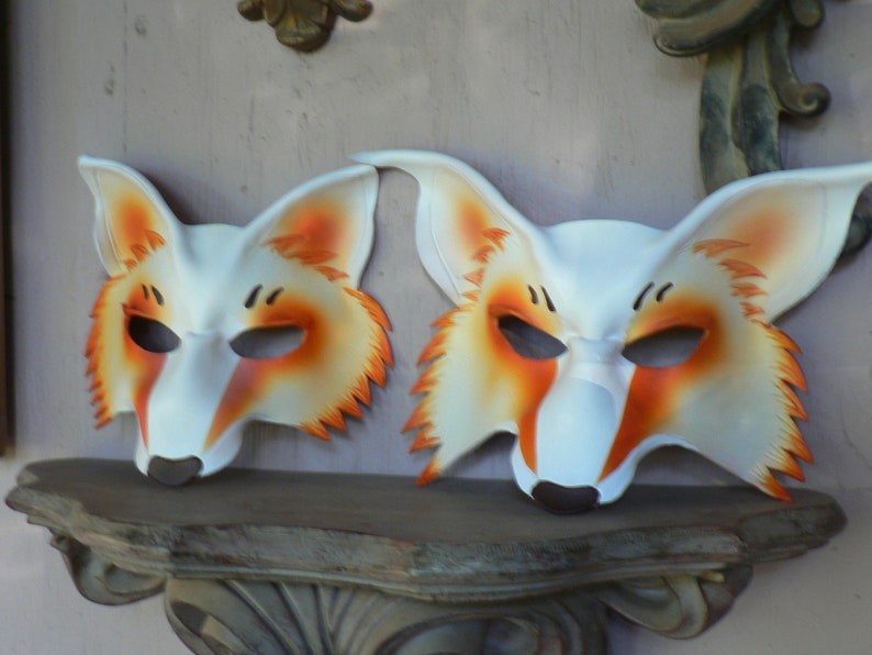 Traditional Orange and White Fox Masks Leather Masks for Two - Etsy