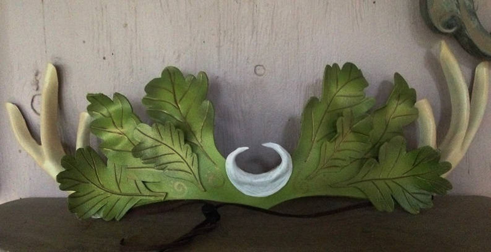 Antlers, Leaves, and Crescent Moon... New Forest Fantasy Leafy Leather ...