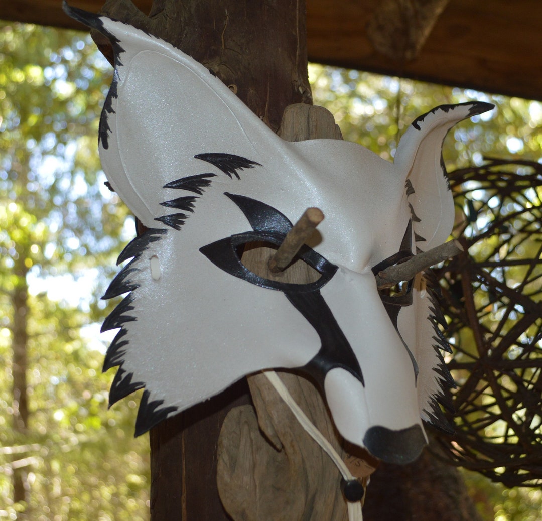 Silver Fox, White Wolf Leather Mask by Faerywhere - Etsy