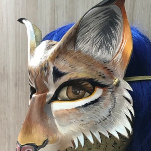 Lynx Mask, OOAK Leather Werecat Mask, Beautifully Hand Painted by ...