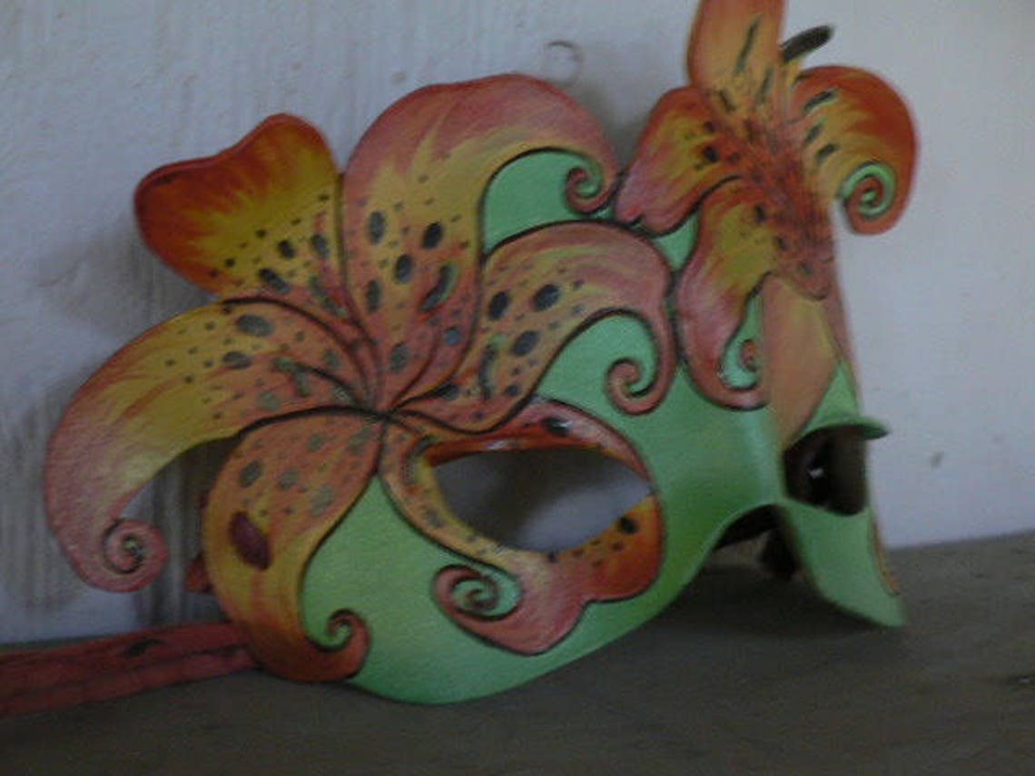 Tiger Lily Tigerlily Leather Mask Flower Fairy Mask by | Etsy
