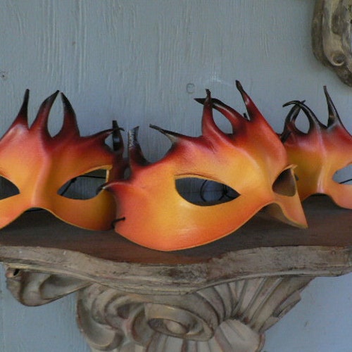 FIRE MASK FLAME Mask Fire Pixie Leather Mask Create Your - Etsy