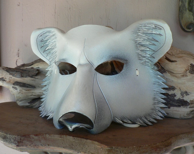 Polar Bear Leather Mask White Bear Animal Mask | Etsy