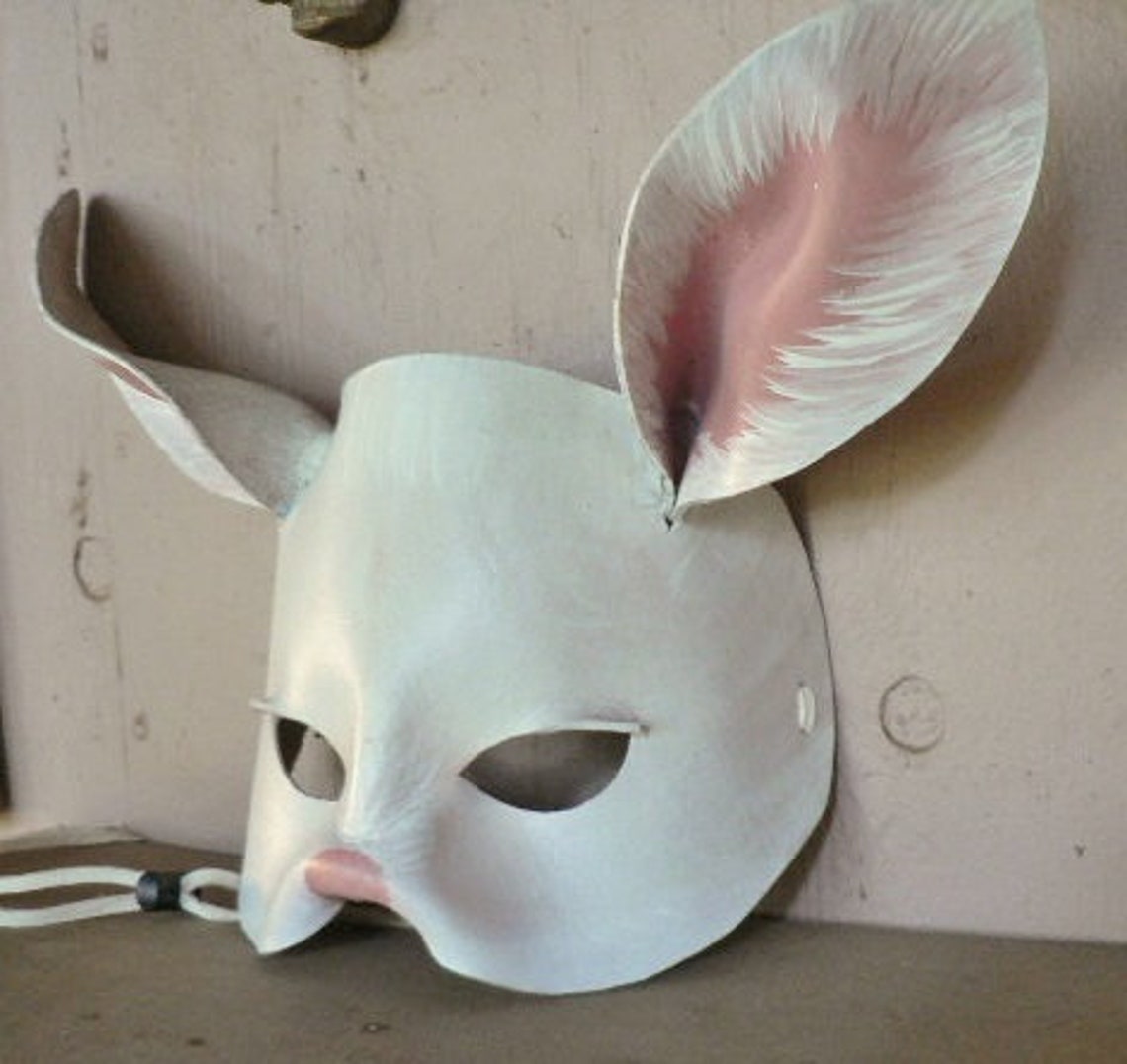 White Rabbit After Wonderland Leather Mask by Faerywhere | Etsy