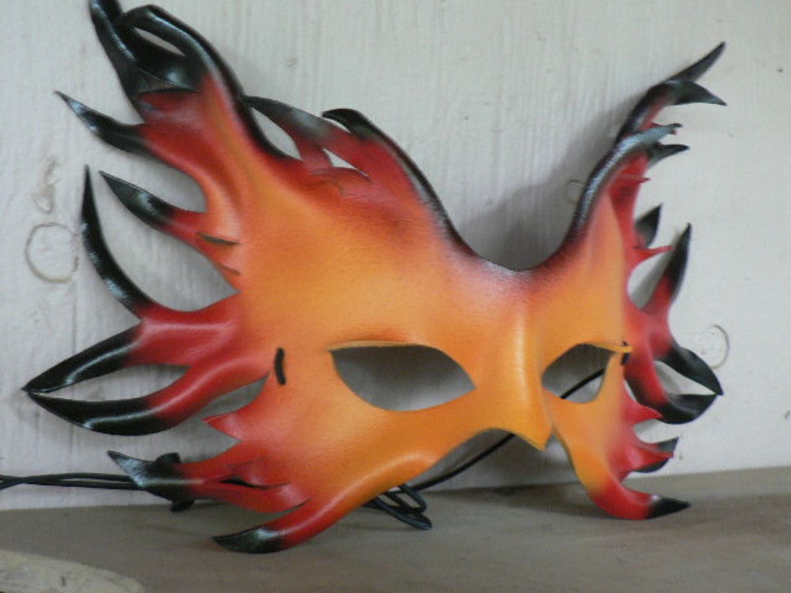 Fire Elemental Mask Leather Flame Mask by Faerywhere - Etsy