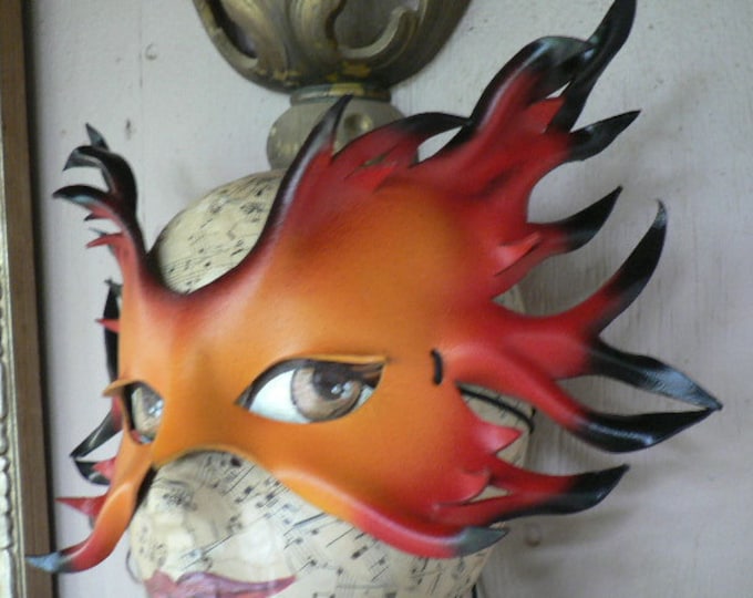 Fire Elemental Mask Leather Flame Mask by Faerywhere - Etsy