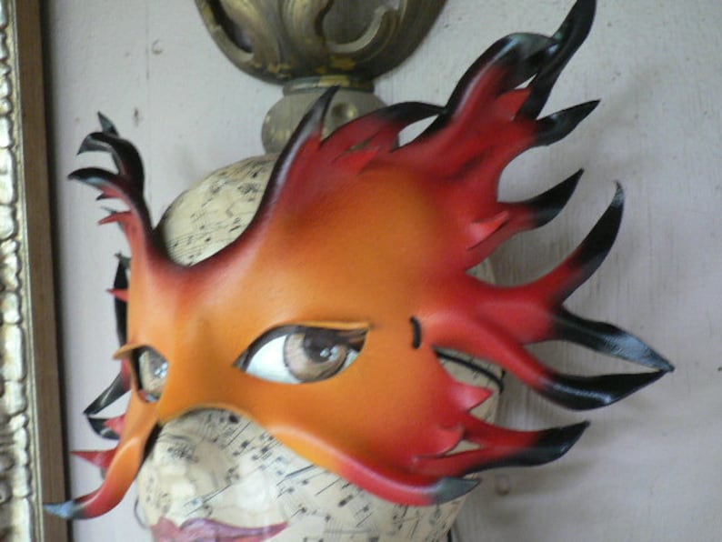 Fire Elemental Mask, Leather Flame Mask by Faerywhere - Etsy