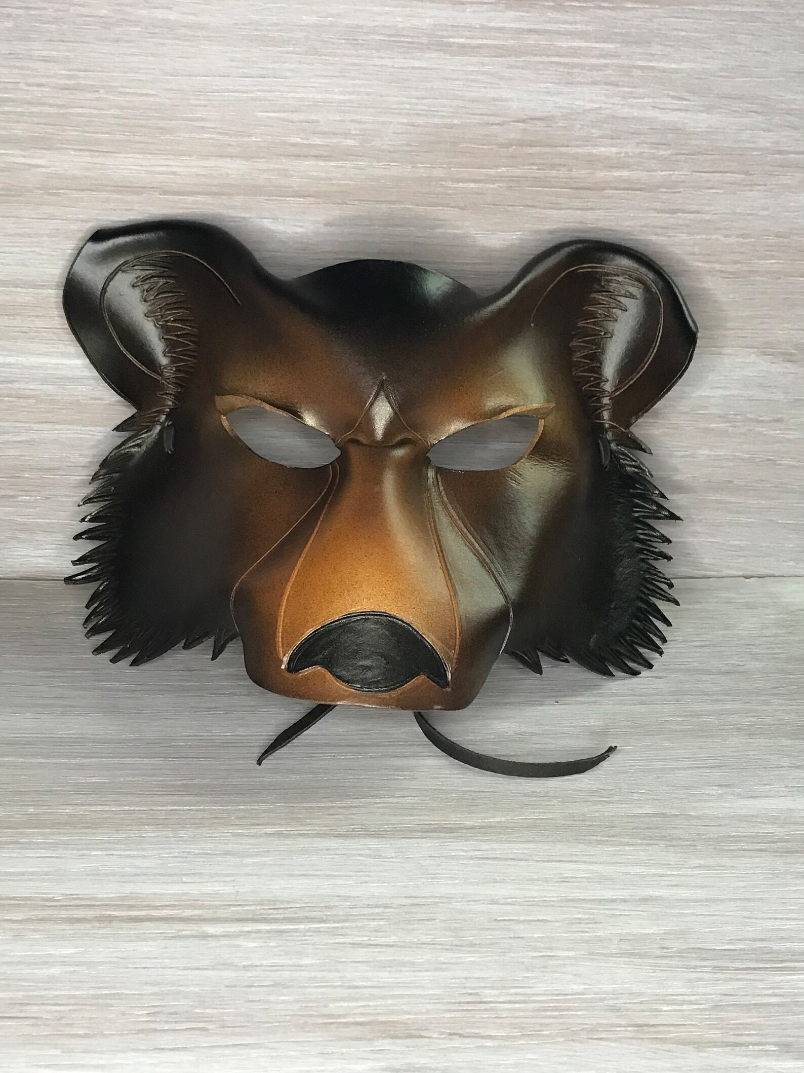 California Black Bear Mask, Leather Animal Mask, Bear Mask Made by ...