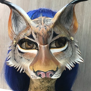Lynx Mask, OOAK Leather Werecat Mask, Beautifully Hand Painted by ...