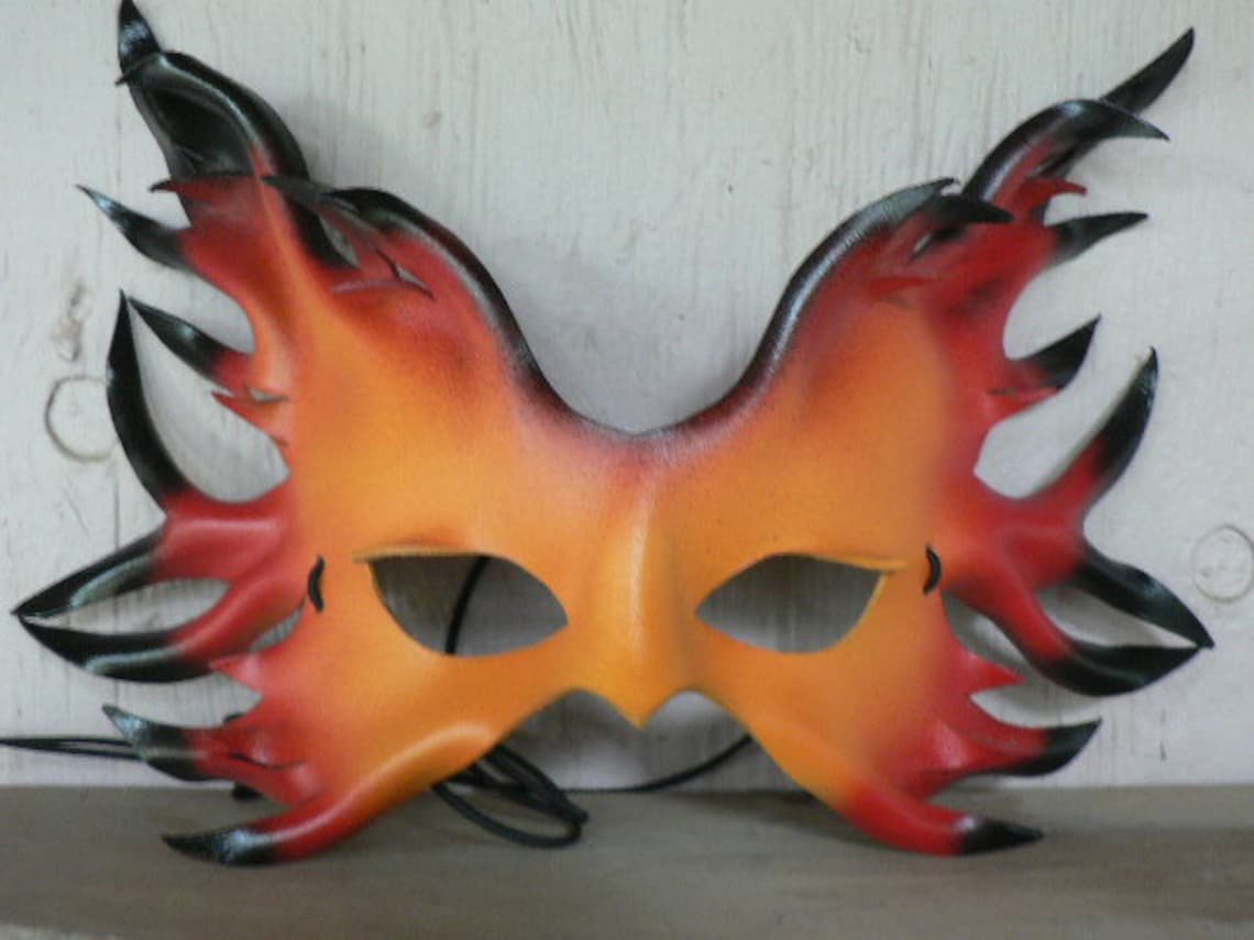Fire Elemental Mask, Leather Flame Mask by Faerywhere - Etsy
