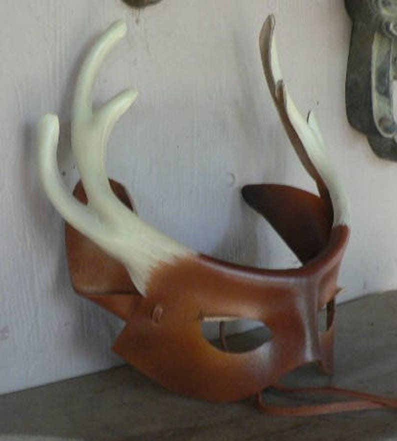 Deer Mask Leather Mask White Tail Deer With Antlers Nature - Etsy