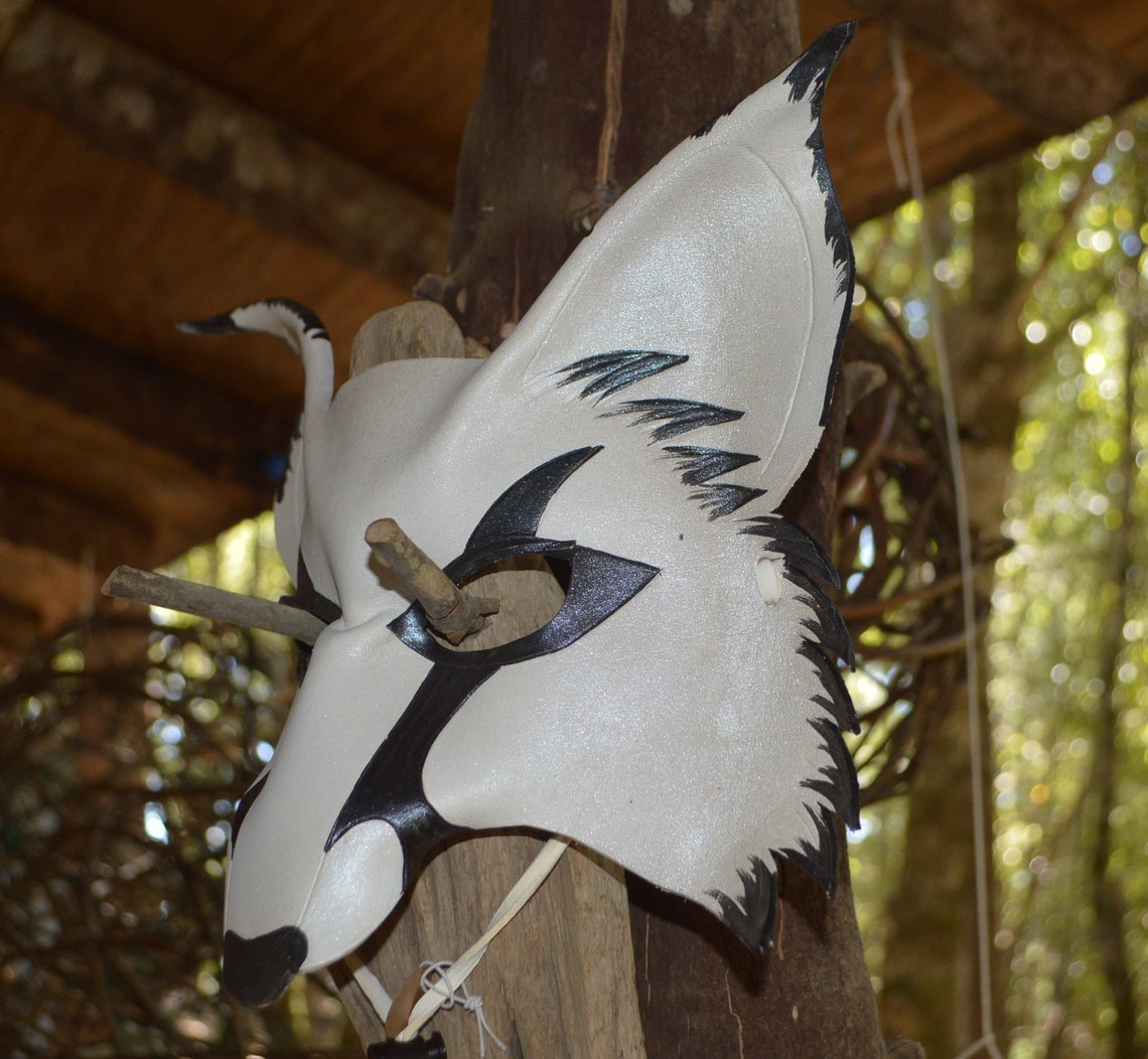 Silver Fox White Wolf Leather Mask by Faerywhere - Etsy