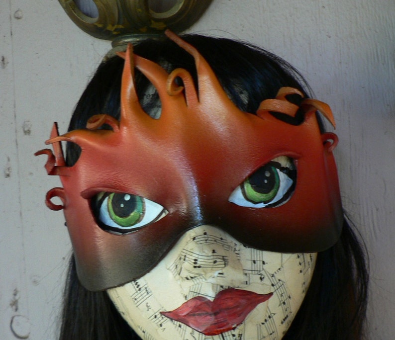 Dark Fire Pixie Leather Mask Create Your Own Unique Fiery | Etsy