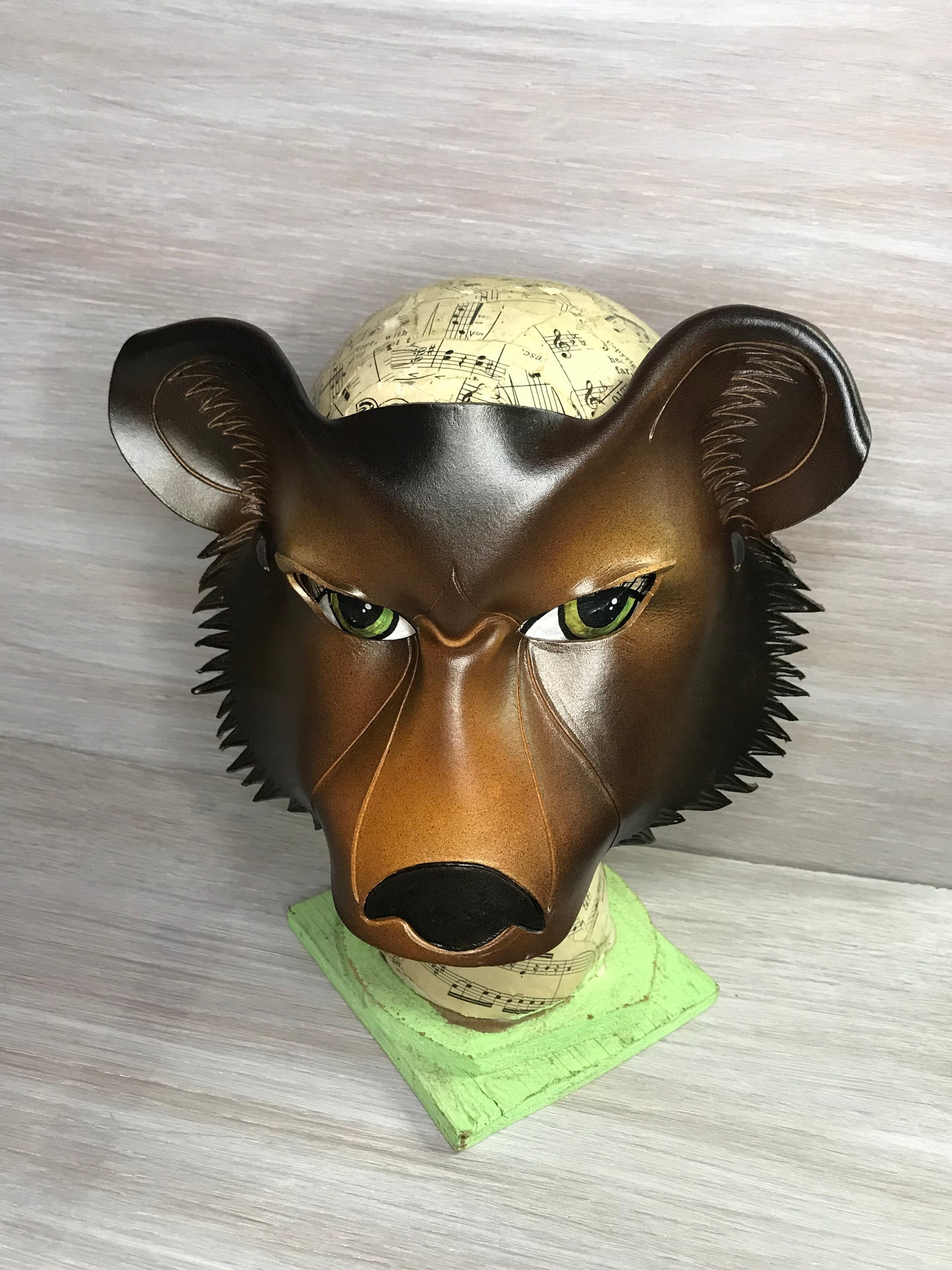 California Black Bear Mask, Leather Animal Mask, Bear Mask Made by ...