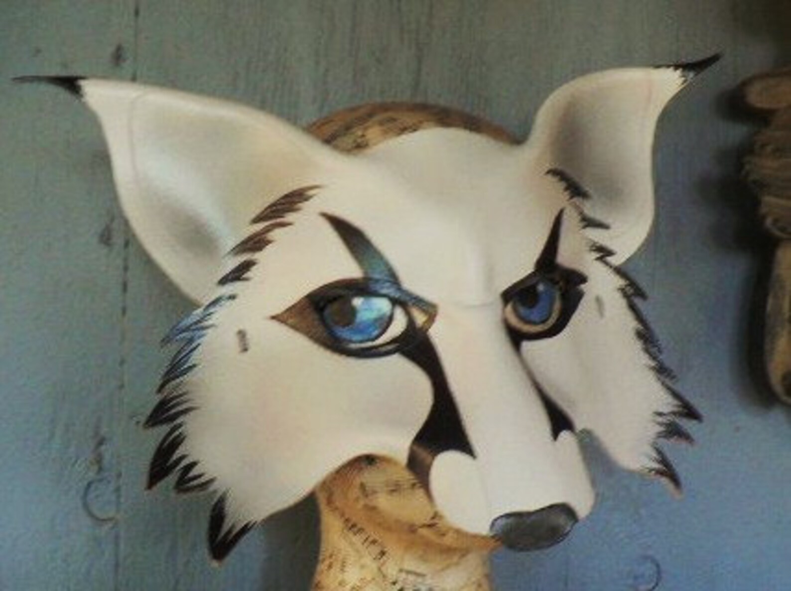 Silver Fox white wolf leather mask by Faerywhere | Etsy