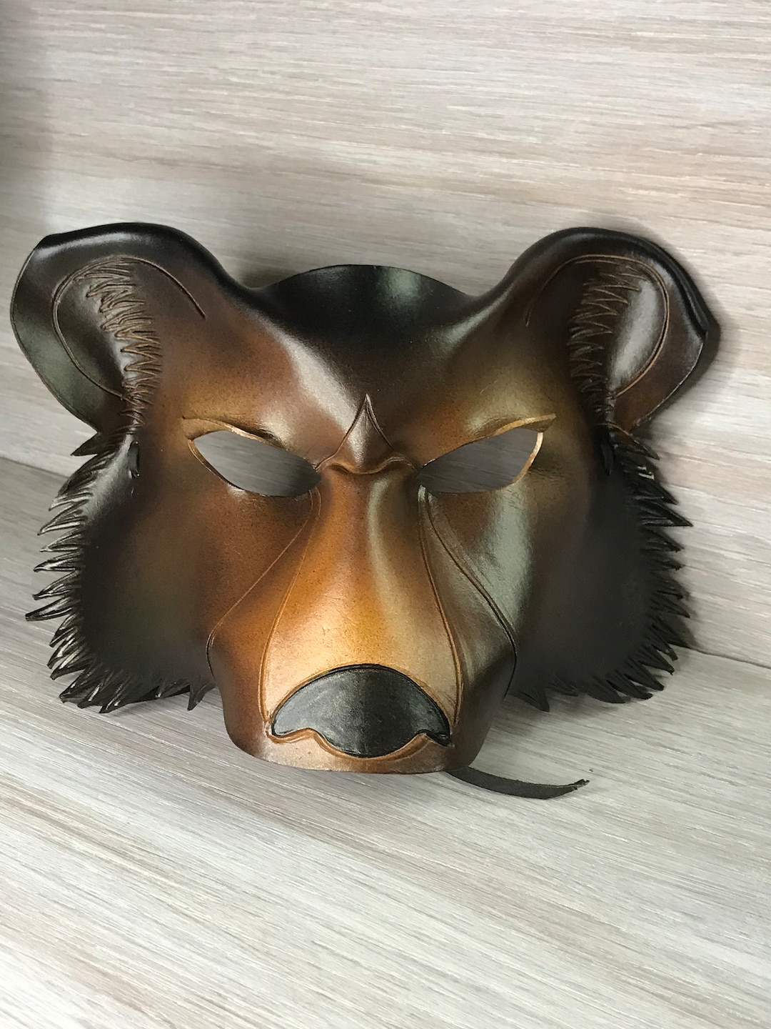 California Black Bear Mask, Leather Animal Mask, Bear Mask Made by ...