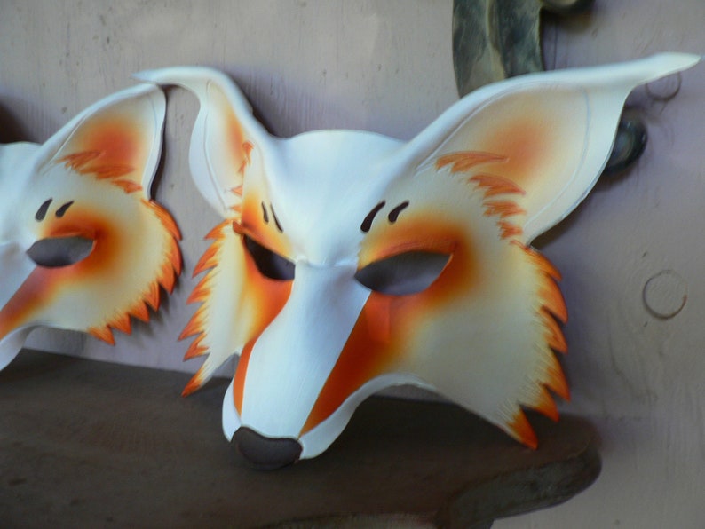 Traditional Orange and White Fox Masks Leather Masks for Two - Etsy