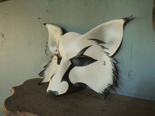 Silver Fox white wolf leather mask by Faerywhere | Etsy
