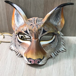 Lynx Mask, OOAK Leather Werecat Mask, Beautifully Hand Painted by ...