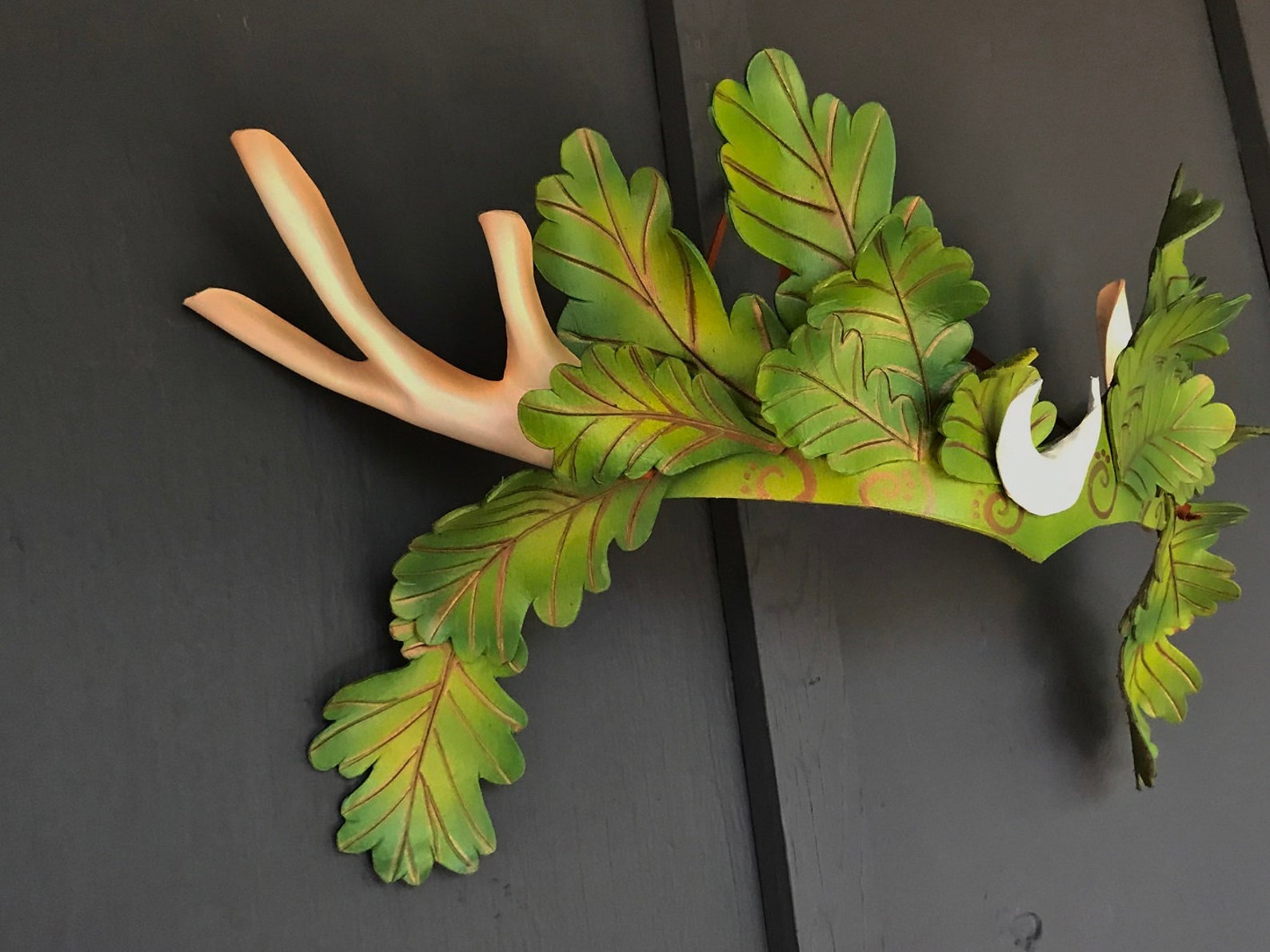 Antlers Leaves and Crescent Moon... New Forest Fantasy Leafy - Etsy