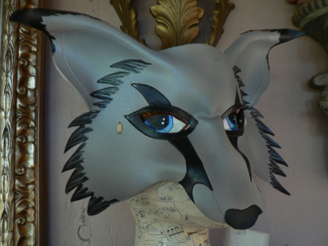 Grey Fox or Wolf Leather Mask - Etsy