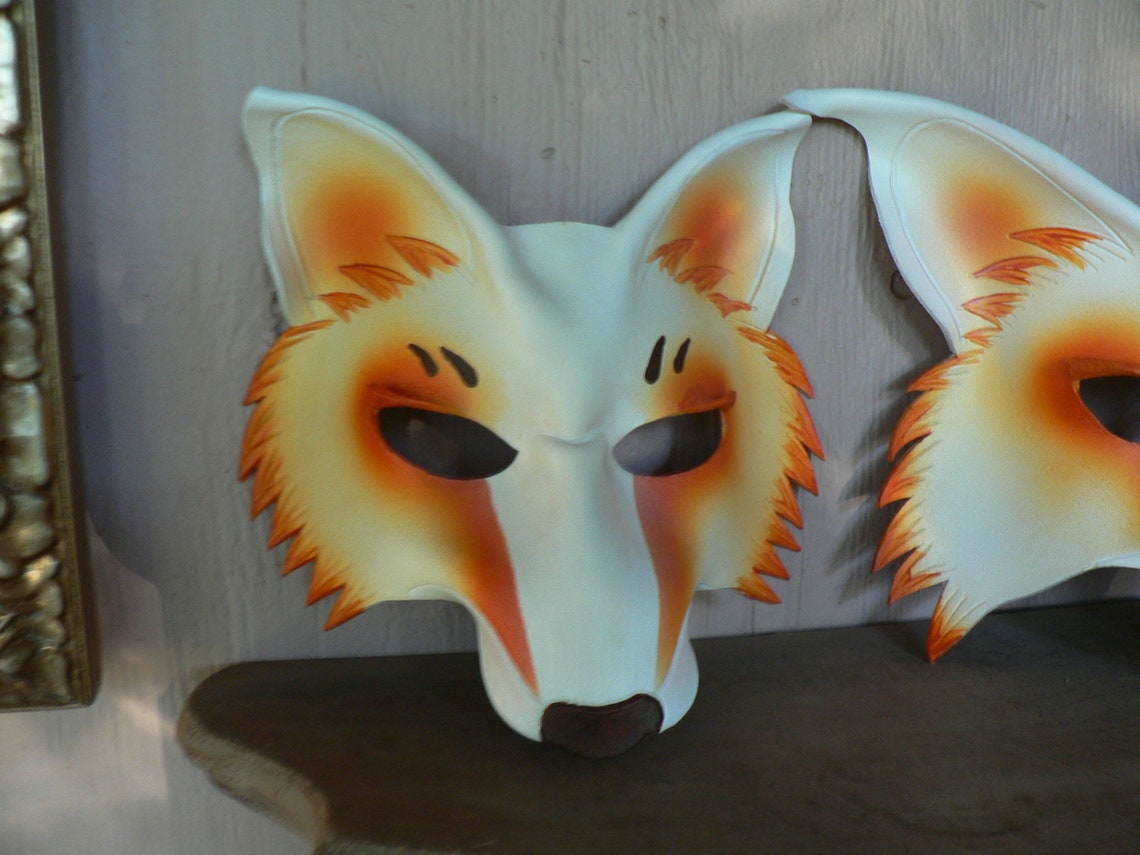 Traditional Orange and White Fox Masks Leather Masks for Two - Etsy