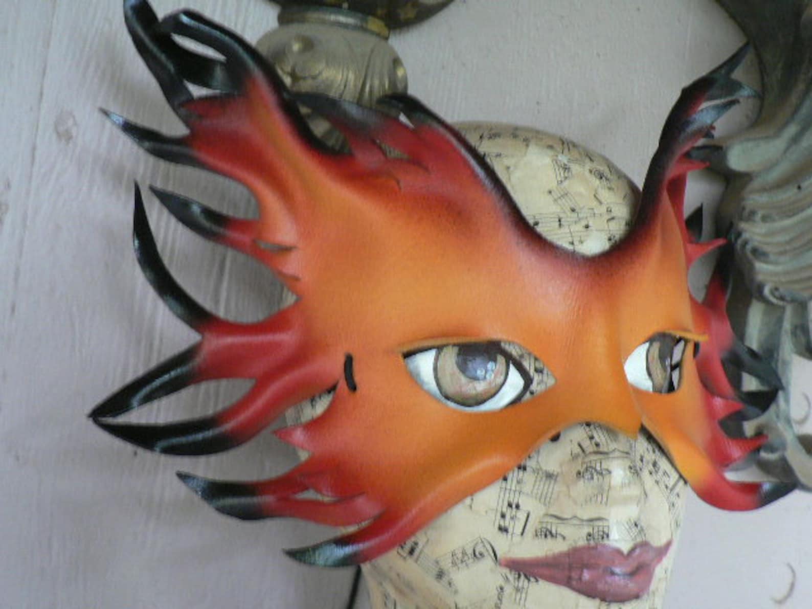Fire Elemental Mask Leather Flame Mask by Faerywhere - Etsy
