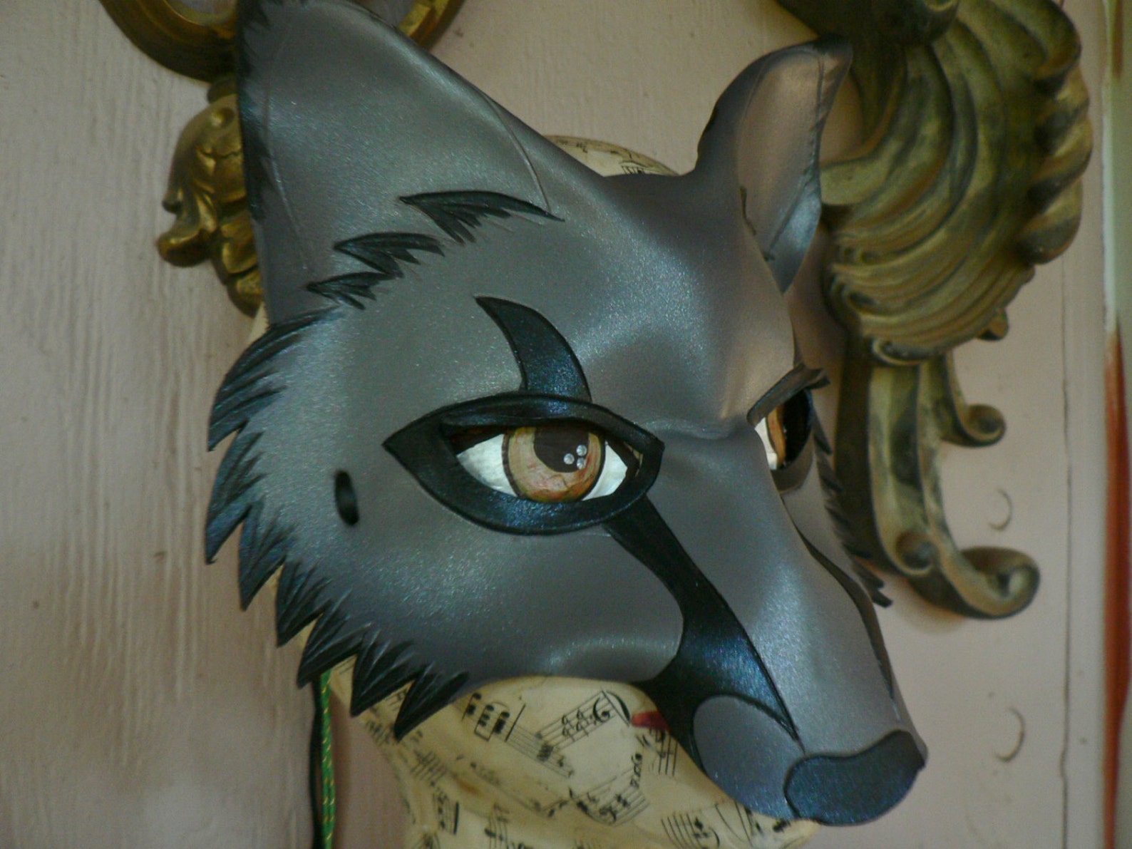 Grey fox or wolf leather mask by Faerywhere | Etsy