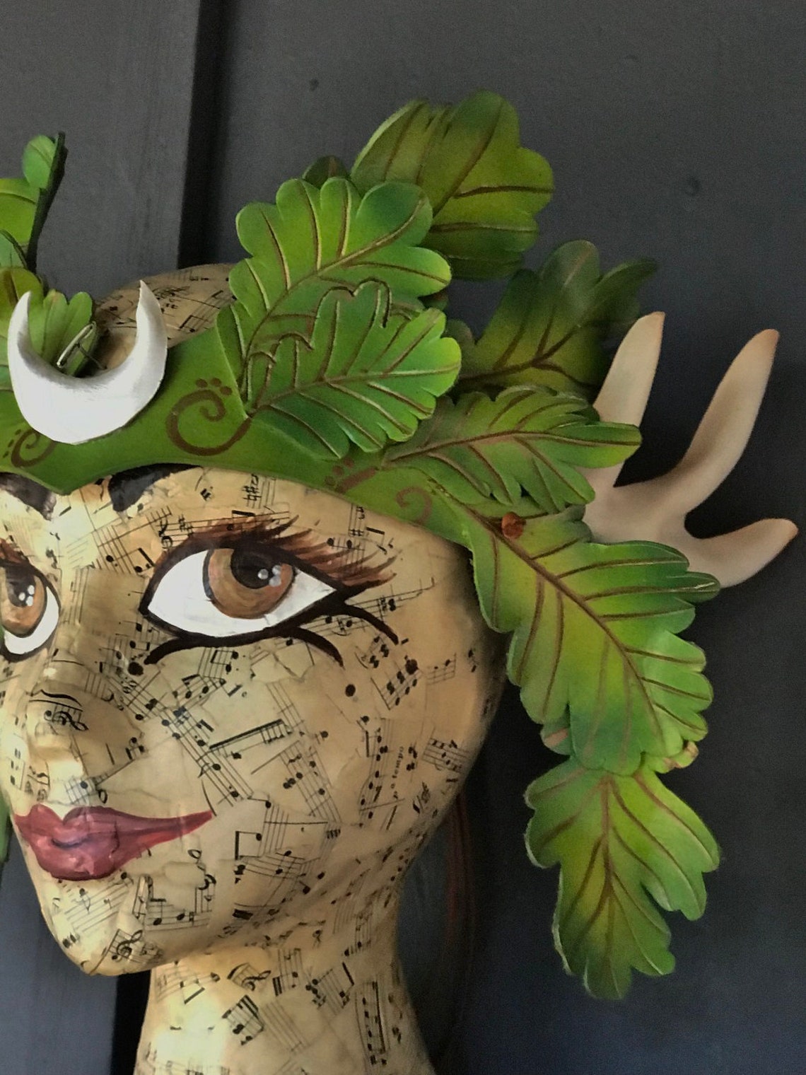 Antlers, Leaves, and Crescent Moon... New Forest Fantasy Leafy Leather ...