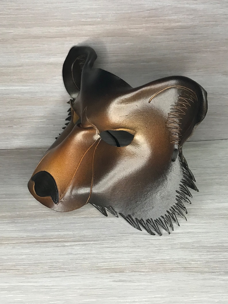 California Black Bear Mask Leather Animal Mask Bear Mask - Etsy