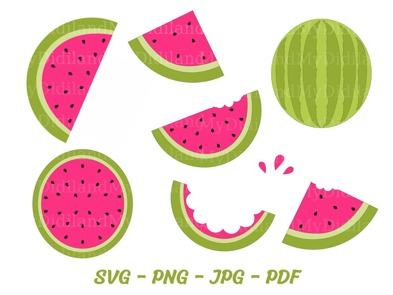 Watermelon Svg Cut File, Watermelon Clipart, Watermelon Slice Svg ...