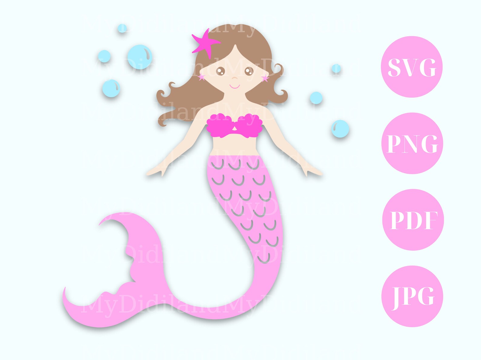Cute Mermaid Svg Cut File, Instant Download, Mermaid Svg, Summer, Sea ...