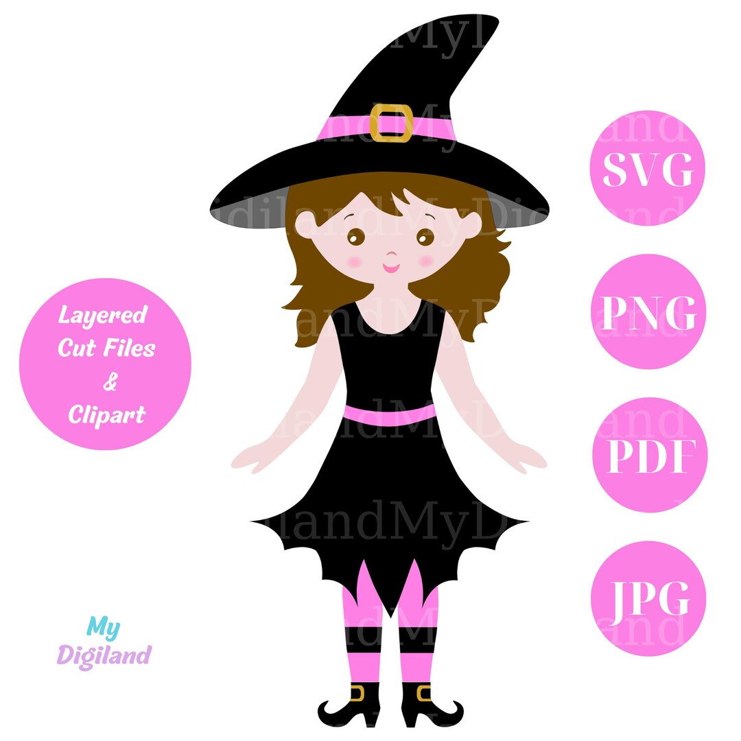 Cute Halloween Witch SVG, Witch Cut File and Clip Art, Little Witch SVG ...