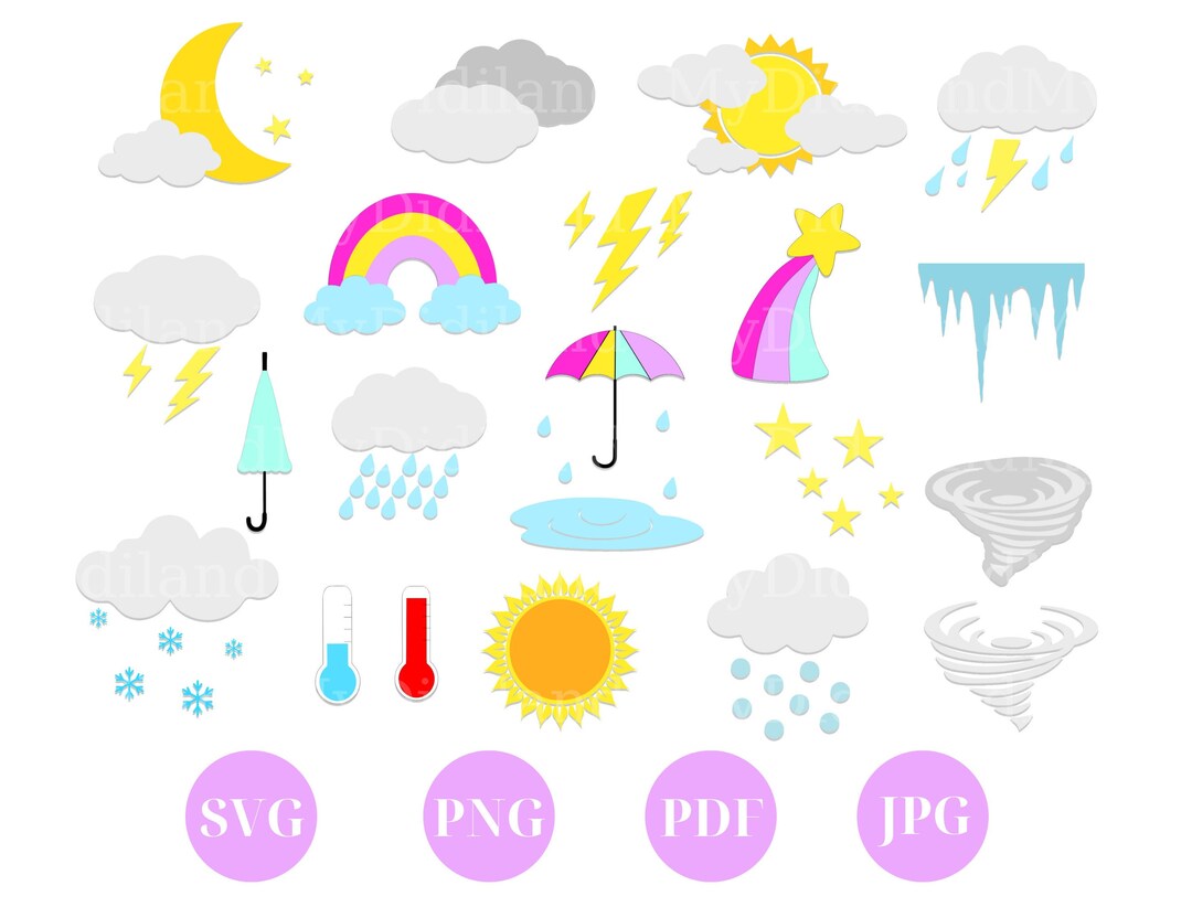 Weather SVG Bundle, Weather Svg Files, Weather Cutting Files for Cricut ...