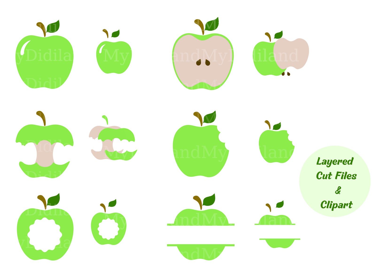 INSTANT Download, Green Apple Svg Cut File, Apple Svg, Apple Clipart ...