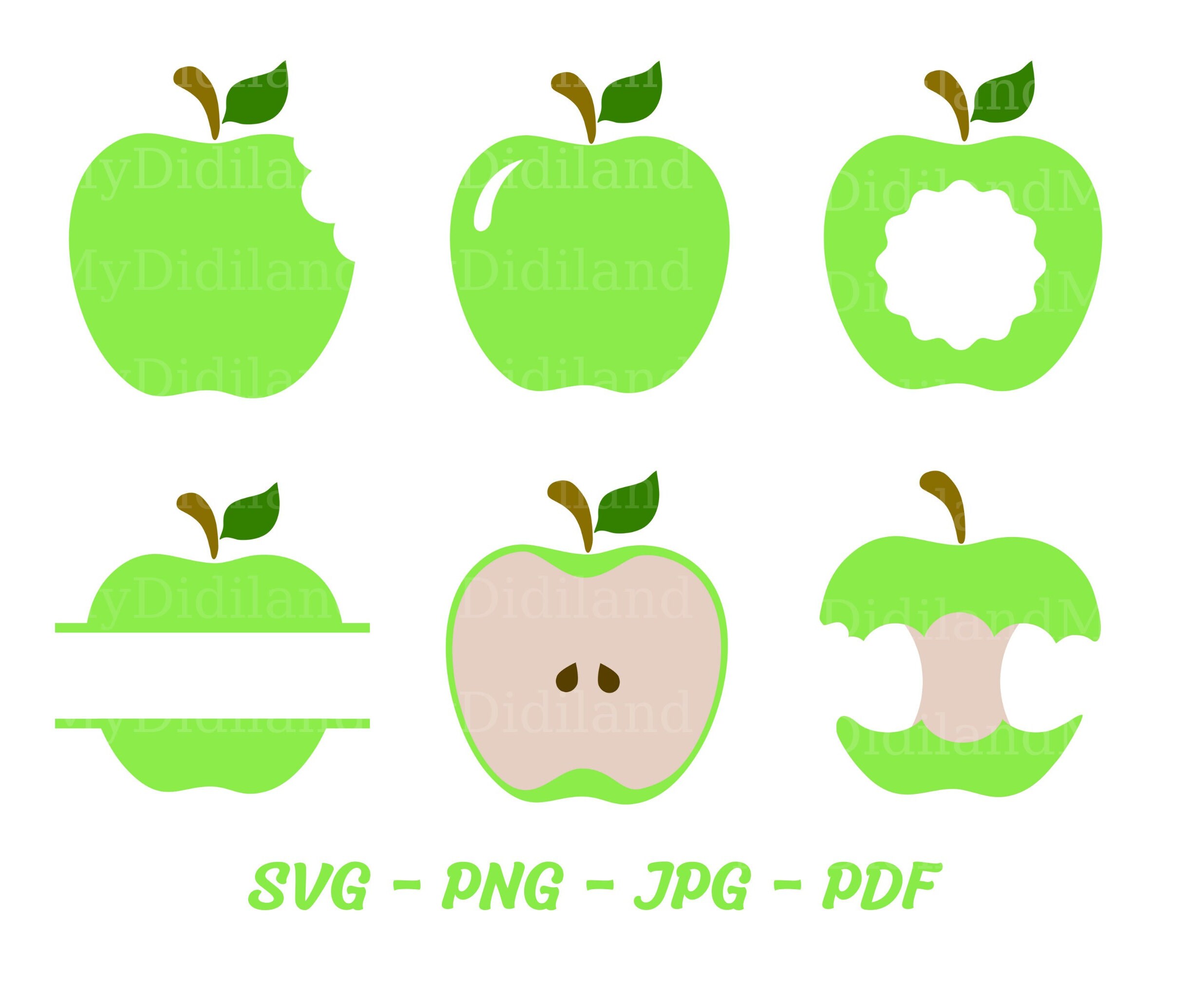 INSTANT Download, Green Apple Svg Cut File, Apple Svg, Apple Clipart ...