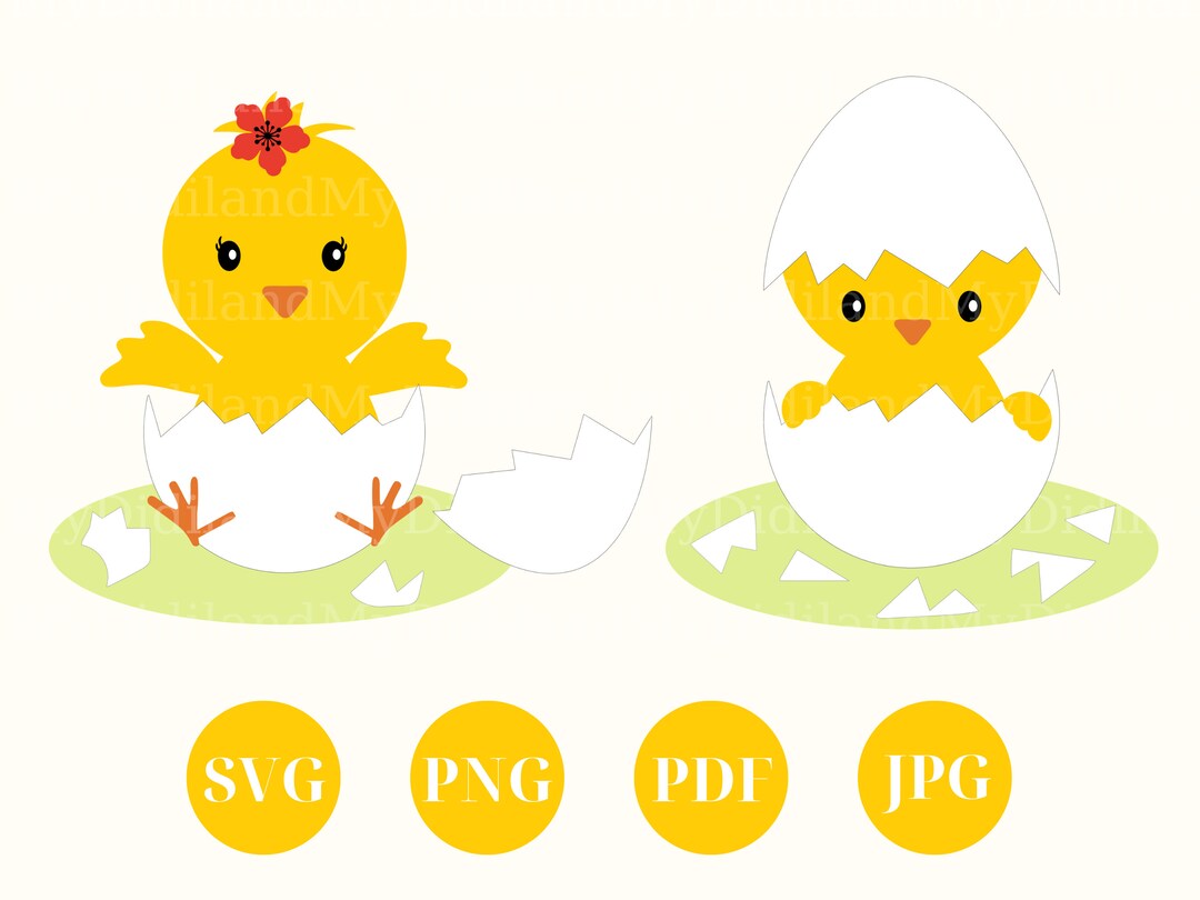 Chick Hatching Svg, Cute Baby Chick Svg Png, Chicks Boy and Girl Svg ...