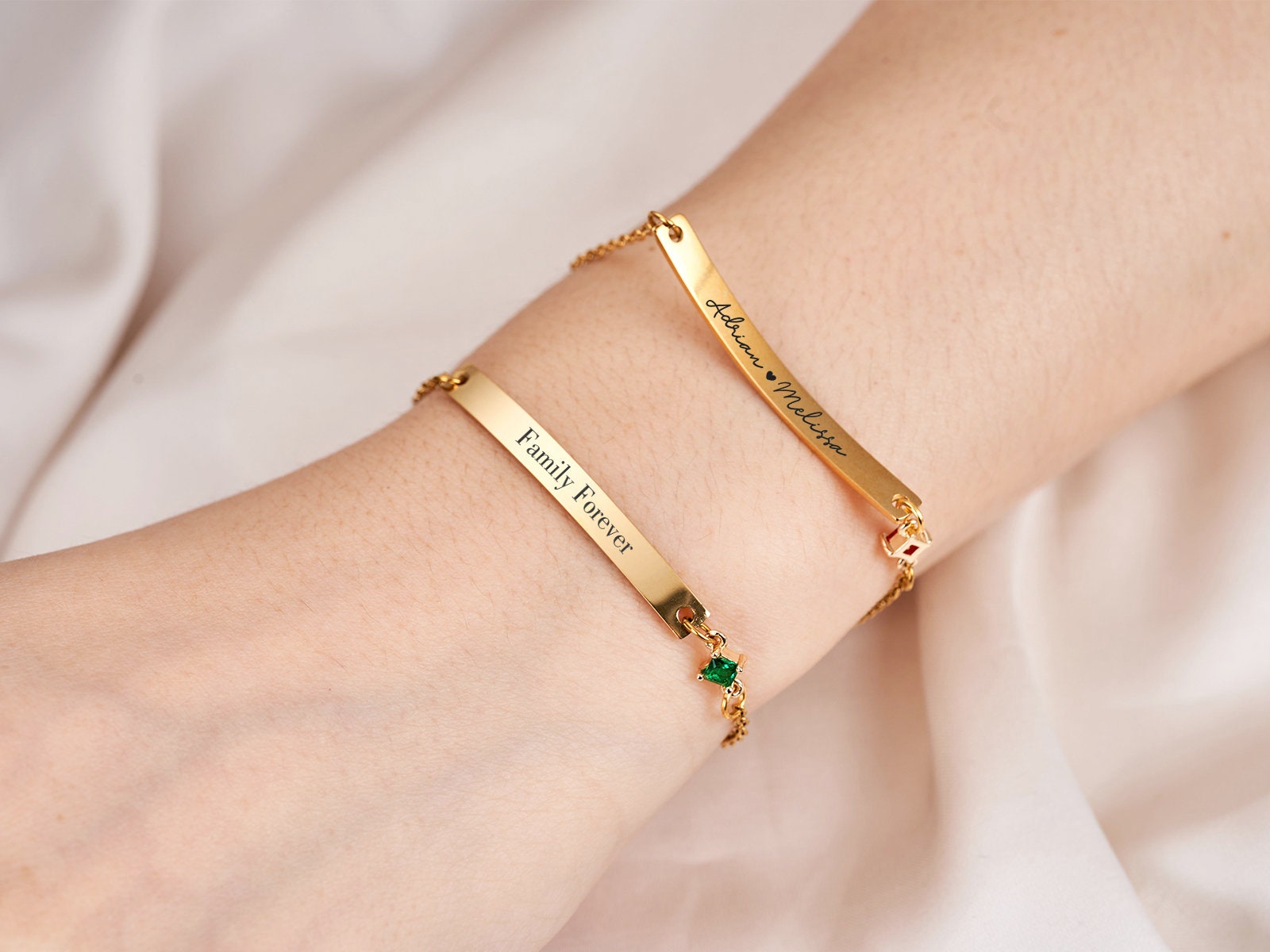 Birthstone Bracelet Custom Gold Bar Bracelet Personalized Name Bracelet ...