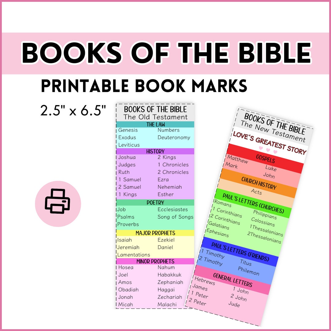 Printable Books of the Bible Bookmarks, Bookmarks for Bible, Color Code ...