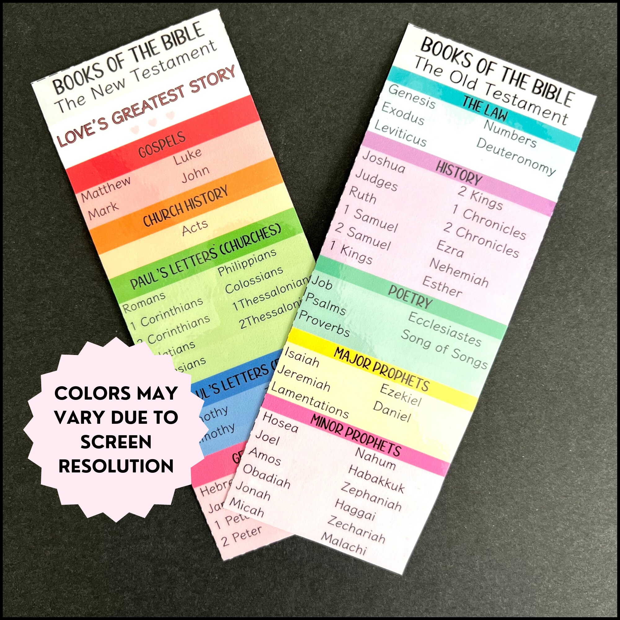 Printable Books of the Bible Bookmarks, Bookmarks for Bible, Color Code ...