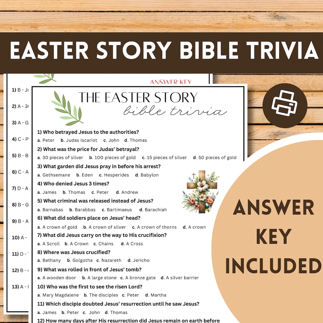 Trivia bíblica imprimible para adultos, Trivia bíblica de Pascua ...
