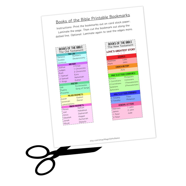 Printable Books of the Bible Bookmarks, Bookmarks for Bible, Color Code ...