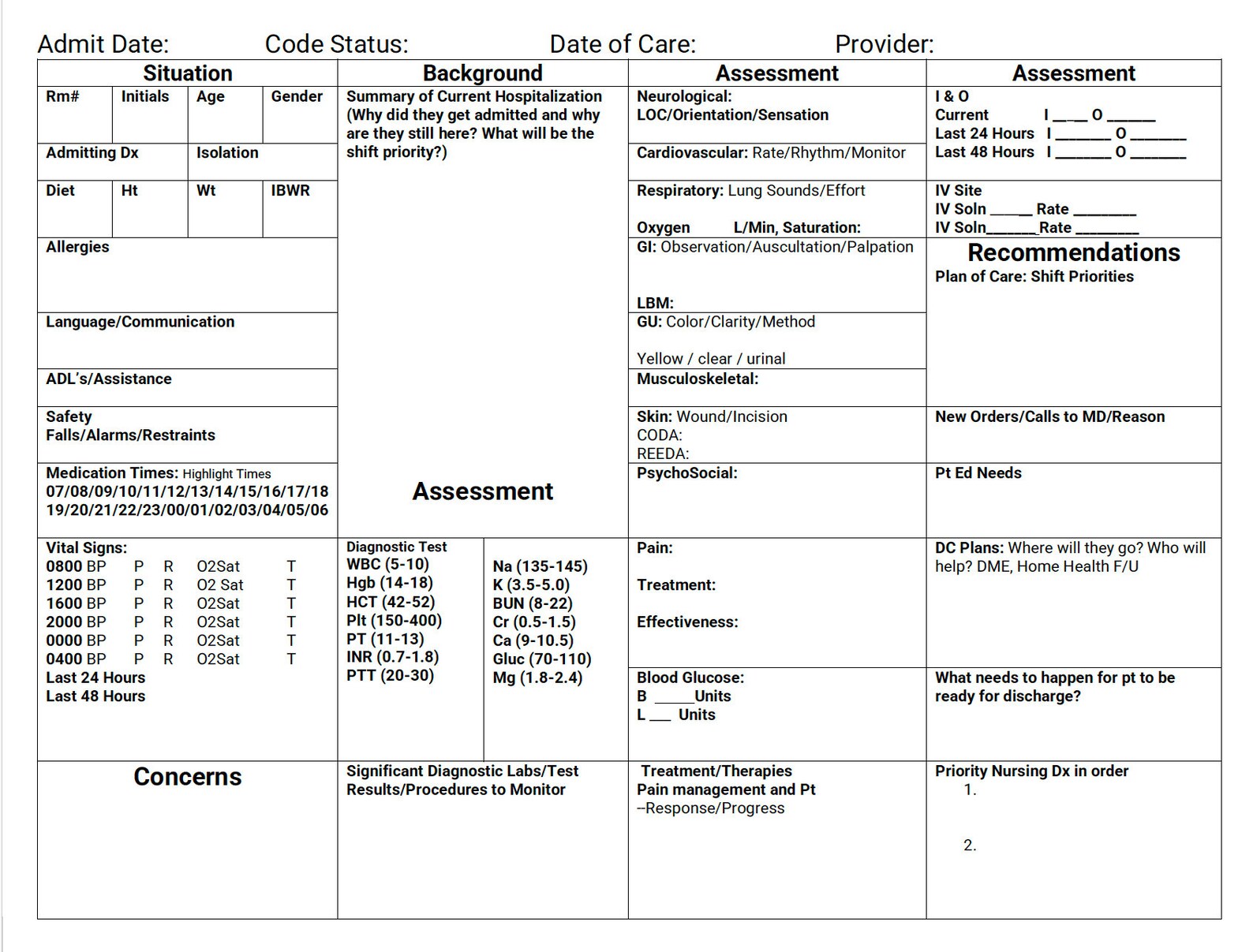 SBAR Worksheet for New Nurse or Nursing School Student - Etsy