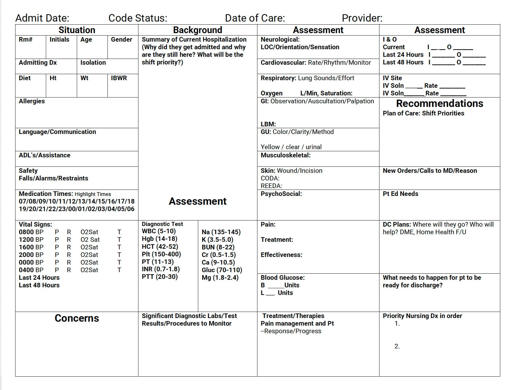 SBAR Worksheet for New Nurse or Nursing School Student - Etsy