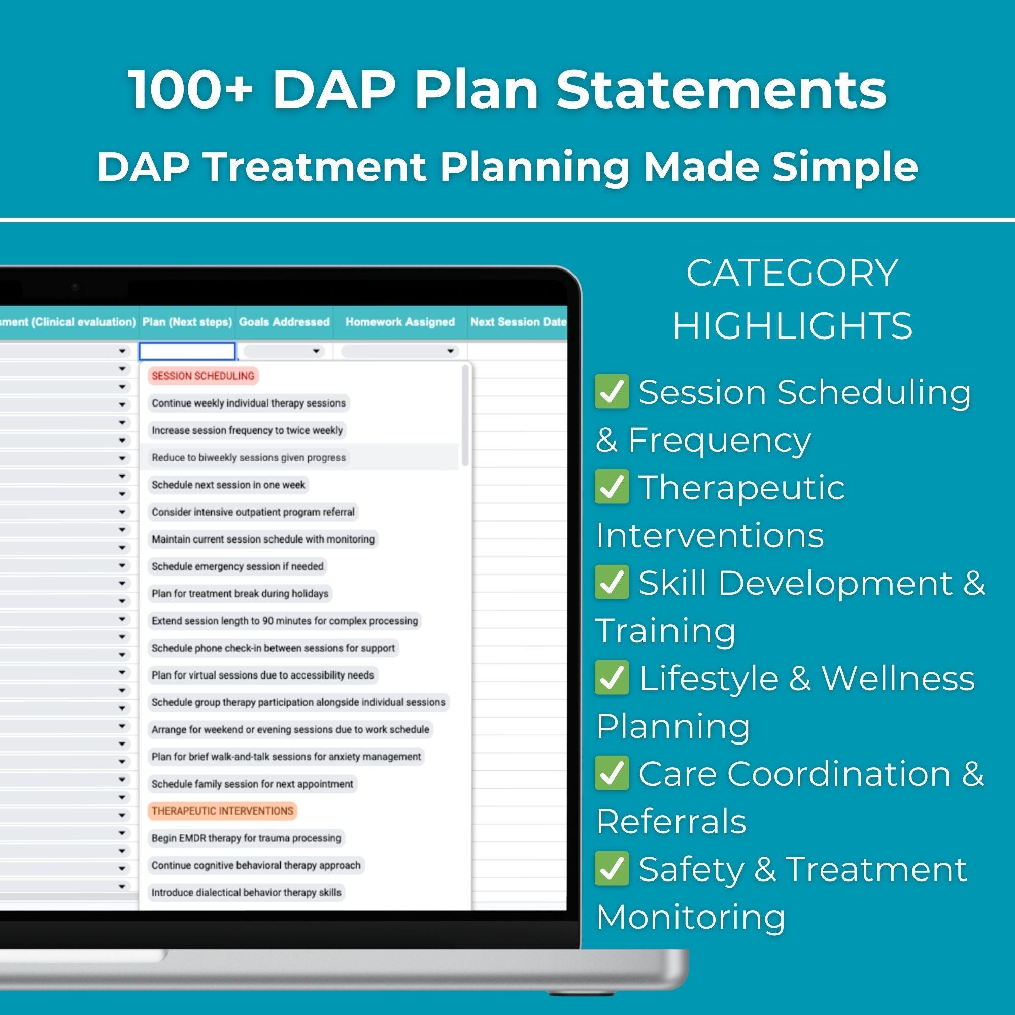DAP Notes Template - 500+ DAP Statements, Google Sheets Progress Notes ...